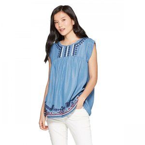 Knox Rose | Tops | Nwt Knox Rose Top With Embroidery Large Blue | Poshmark